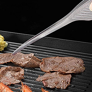 2 Pieces Stainless Steel Grill Tongs for Korean and Japanese BBQ Clean & Convenient Use,Non-Slip Serrated Tips,Ideal for Cooking Self-Standing Tongs for Salad,Grill,Camping,Buffet,Oven