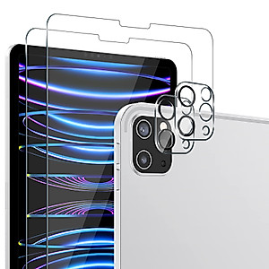 SPARIN [2+2 Pack] Screen Protector Compatible with iPad Pro 11 inch 2022/2021/2020/2018 with Camera Lens Protector, 9H Tempered Glass Compatible with Apple Pencil and Face ID