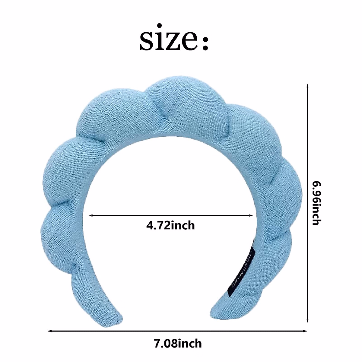 DADHOT Spa Headband for Women - Spa Headband Sponge & Terry Towel Cloth Fabric Hair Band for Face Washing, Makeup Removal, Shower, Hair Accessories,Skincare (Black)