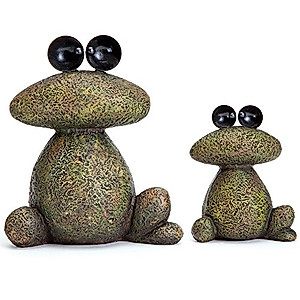 Bits and Pieces - Two Frogs Garden Sculptures for Your Garden, Lawn or Patio - Waterproof Garden Décor Set - Frog Statues – Minimalistic Design