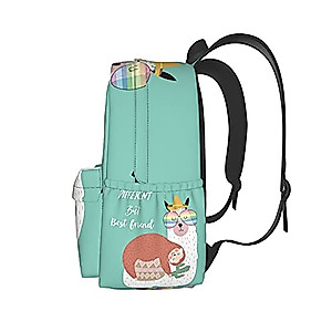 KiuLoam 17 Inch Backpack Cute Sloth Llama Friends Mint Green Laptop Backpack Shoulder Bag School Bookbag Casual Daypack