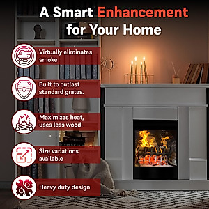 Grate Wall of Fire Model M-6 Smoke-Free Fireplace Grate – 26" Wide x 15" Tall – Durable Alloy Steel Construction, Increases Heat Output, Eliminates Smoke Issues, Ideal for Larger Fireplaces