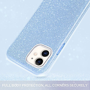 MILPROX Case Compatible for iPhone 11, Bling Sparkly Glitter Luxury Shiny Sparker Shell, Protective 3 Layer Hybrid Anti-Slick Slim Soft Cover for iPhone 11 6.1 inch (2019)-Blue