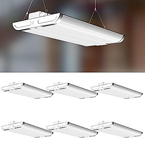 Lightdot 2FT LED High Bay Shop Lights, 100-277V 【Driver Equipped】 205W 28000LM [Eqv.800W MH] 5000K Linear Hanging Shop Light for Warehouse Garage -ETL Listed, 6Pack