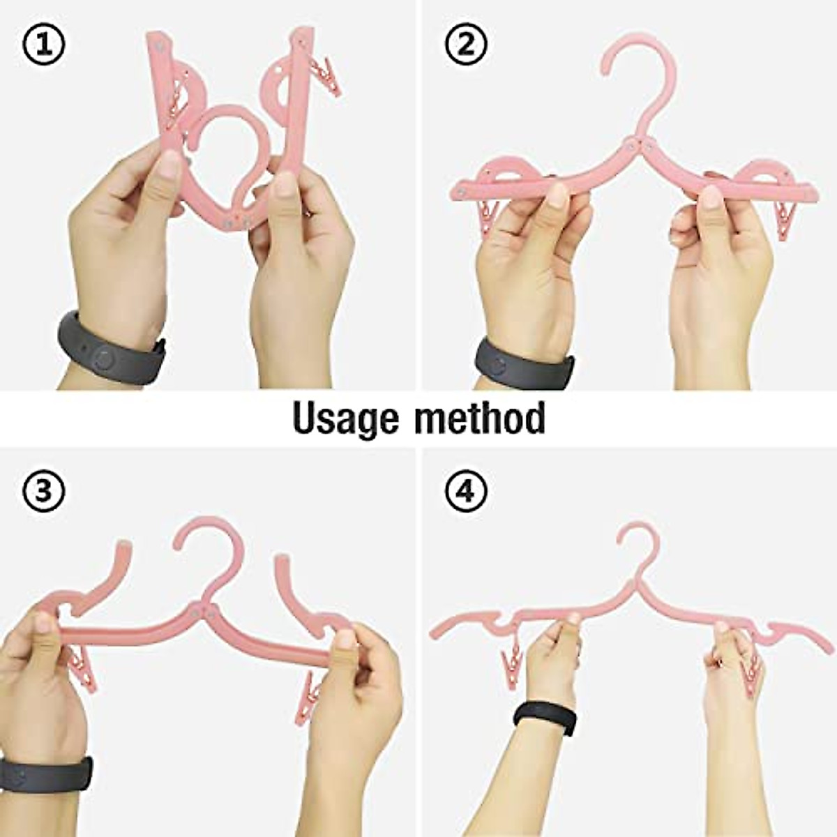 Iimin Portable Folding Travel Clothes Hangers with Clips Travel Accessories，Foldable Non-Slip Lightweight Shirts Socks Underwear Clothes Hangers Drying Rack for Home Outdoor Travel（12 Pcs）