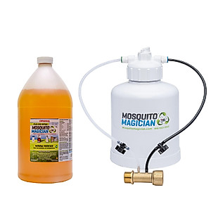 Mosquito Magician Hose Injection System with 1 Gallon Liquid Concentrate - User-Friendly - for Small to Mid-Size Yards - Kills Mosquitoes, Fleas, Fire Ants - Apply to Plants, Grass, and Exterior Walls