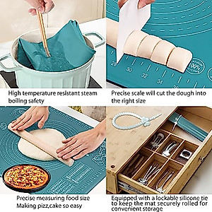 Silicone Pastry Mat Extra Thick Non-stick Baking Mat, 28" x 20" Rolling Dough With Measurements Non-slip Silicone Mat, Kneading Mat, Counter Mat, Dough Mat with Edge Heightening