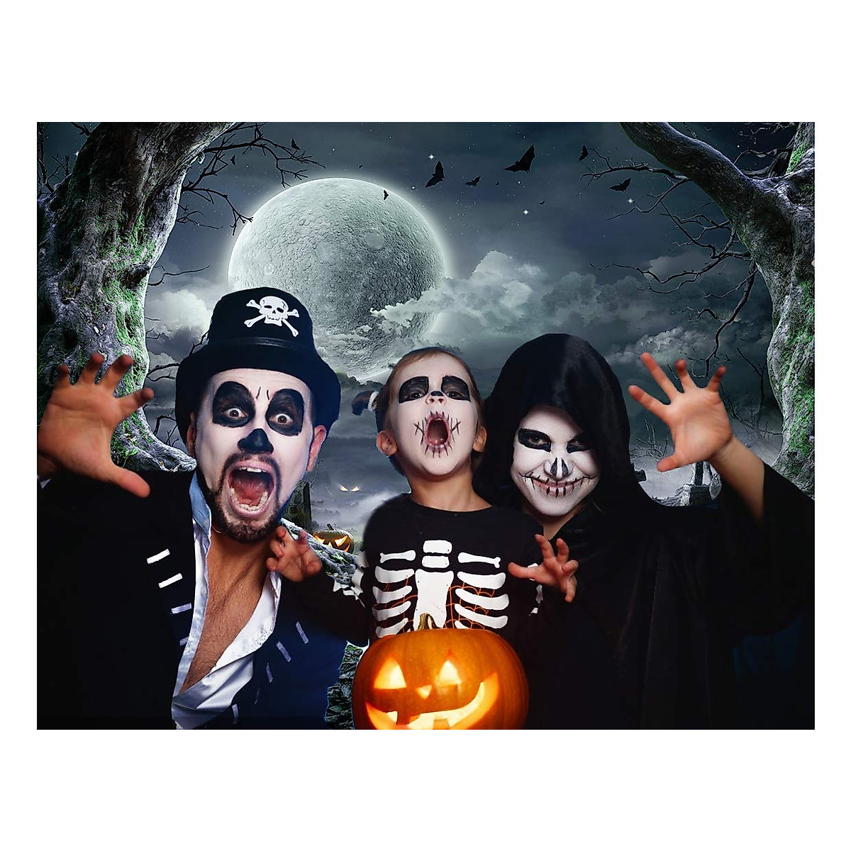 SJOLOON Halloween Backdrop for Photography Horror Night Background Scary Pumpkin Moon Backdrop for Party Decoration Supplies Studio Props 11897 (8x6FT)