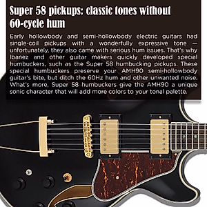 Ibanez AMH90 AM Artcore Expressionist Semi-Hollowbody Electric Guitar, Black