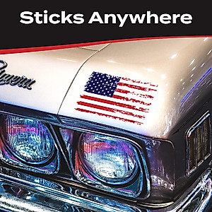 Stickios American Flag Decal - Tattered American Flag Sticker for Cars, Trucks & Windows - Patriotic Flag Decal Made in The USA (Distressed Vinyl Bumper Sticker 5.7x3.6 inches) - SSB
