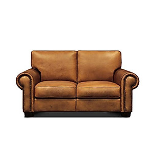 Valencia 100% Top Grain Hand Antiqued Leather Traditional Loveseat