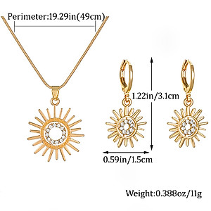 suofrun Sun Earrings & Necklace Jewelry Set for Women Western Boho Sunshine Sunflower Evil Eye Protection Jewelry Set Gold Plated-Sunflower
