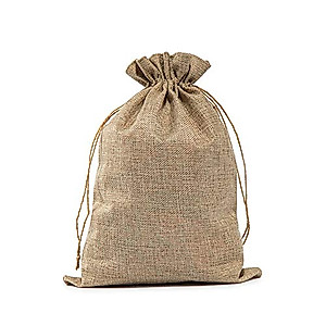 Tapleap Burlap Bags with Drawstring, 10x14 Inches Burlap Favor Sack for Wrapping Gifts, Birthday, Wedding, Party or Household Use(Lot of 30)