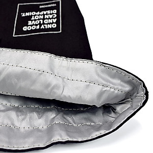 ZIIYAN Reusable Lunch Bag Insulated Handbag Tote bag with Handle and Drawstring Closure for Women Work Picnic or Travel (Black)