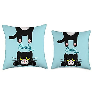 Kitty Cat Emily Name Gifts Emily Name Gift Girls Personalized Kitty Cat Bedroom Decor Throw Pillow, 16x16, Multicolor