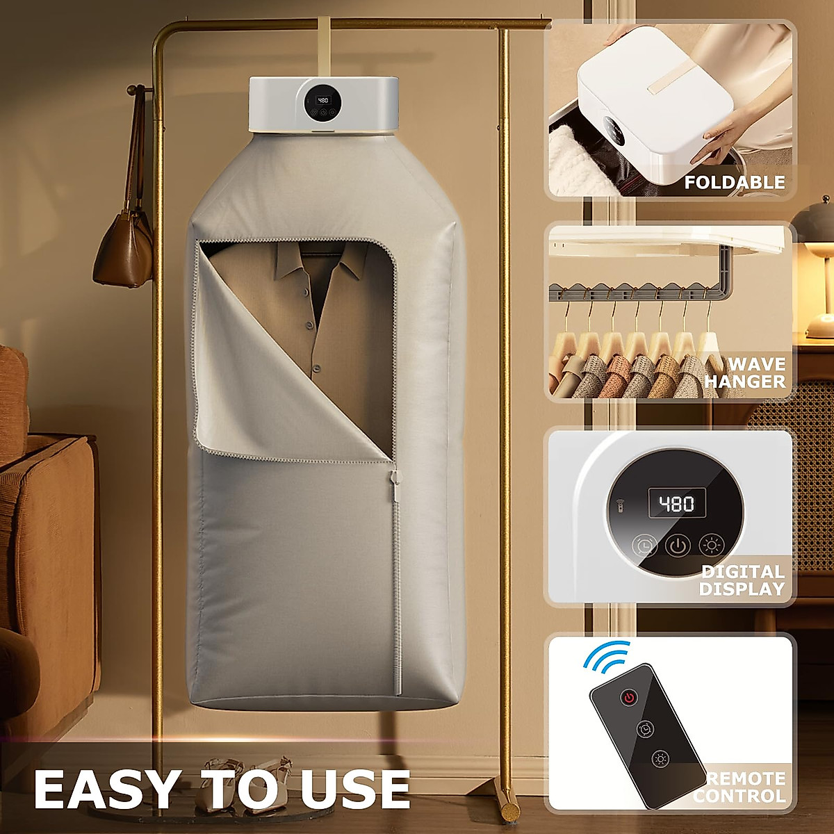 Ljusved Portable Clothes Dryer - Mini Portable Dryer Machine for Laundry Apartments and Travelling, Hotel Room