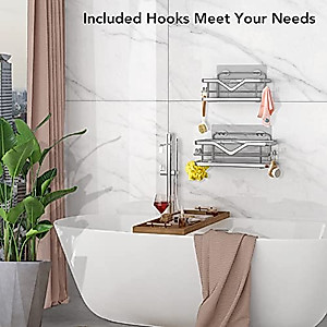 HOMEASY Shower Caddy Rack Organizer Wall Mount, rv Shower Organizer Shelf Adhesive No Drilling, Rust Free Storage Shower Caddy Shelf with Included Hooks for Bathroom,Toilet,Kitchen,rv -2 Pack