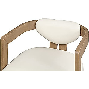Meridian Furniture Carlyle Collection Modern | Contemporary Dining Chair, Solid Wood Finish, Soft Faux Leather, Brushed Chrome Accents, 24" W x 23.5" D x 29" H, Cream