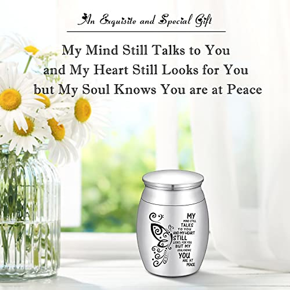 1.57 Inches Small Keepsake Urn for Human Ashes Butterfly Mini Urn Stainless Steel Ashes Holder Small Ash Urn