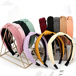 ACO-UINT 12 Pack Headbands for Women, Soft Fabric Knotted Headbands, 12 Different Solid Colors, Wide Headbands for Girls Hair Accessories, Hair Styling Headband for Daily, Party, Sport, Work