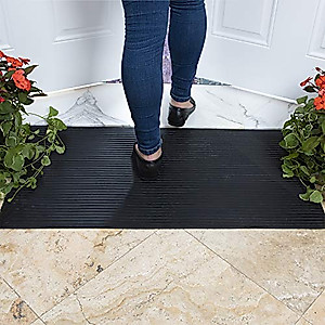 Sweet Home Stores Rubber Collection Multi-Purpose Rubberback Indoor/Outdoor Rubber Mat, 2' x 3', Black