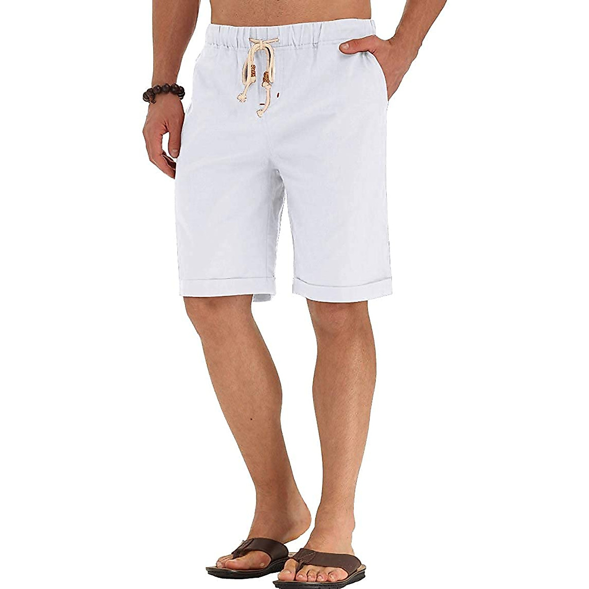 Sailwind Men’s Linen Shorts Casual Drawstring Summer Beach Shorts