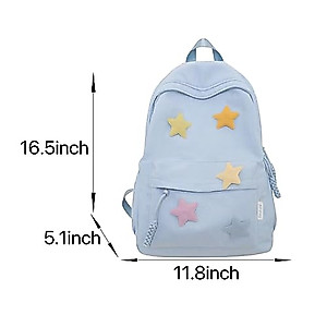 MININAI Y2K Aesthetic Backpack Preppy Backpack Cute Trendy Star Backpack Laptop Backpack Back to College Supplies (Yellow,One Size)