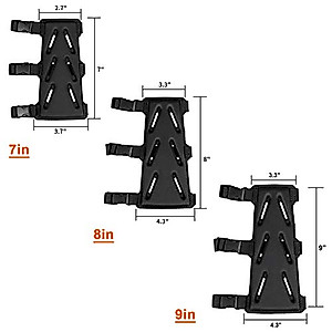 KRATARC Archery Arm Guard Adjustable 3-Strap Accessory Lightweight Hunting Target Practive Adult Unisex (Black, Length 7'')