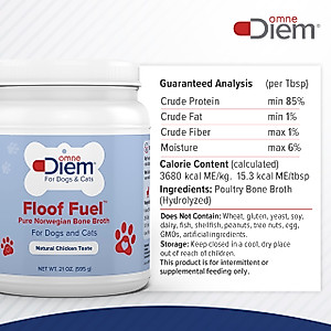 OmneDiem Floof Fuel for Cats & Dogs - Pure Norwegian Poultry Bone Broth - Pet Food Topper - Tasty Chicken Flavor, Rich in Protein - Supports The Health of The Joints, Gut, Skin & Coat - 21oz (595g)