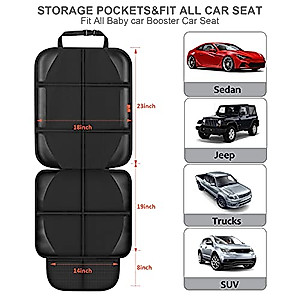 XHYANG Car Seat Protector,Auto Car Seat Protectors Baby Carseat Waterproof Durable 600D Fabric for Child Baby Car Seat Mat Vehicle Pet Cover 2 Storage Pockets (1 Pack)