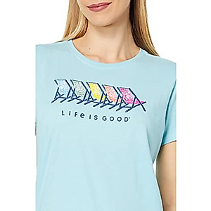 Life is Good. Women's Tie Dye Beach Chairs SS Crusher-Lite Tee, Beach Blue, Medium