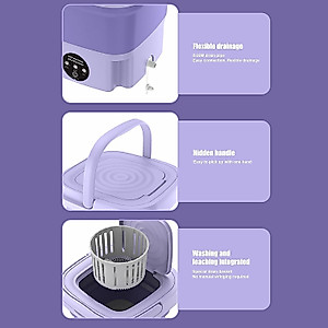 Portable Washing Machine for Apartments, 8L Foldable Mini Washing Machine with 3 Levels Timing Vibration Wave & Drainer Basket, Compact Washer for Baby Clothes, Towels, Underwear or Small Items Purple