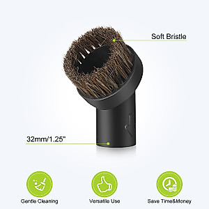 LANMU Horse Hair Brush Vacuum Attachments Compatible with Dyson V15 V12 V11 V10 V8 V7 V6 Vacuum Cleaner, 1.25" Soft Vacuum Dust Brush Accessories