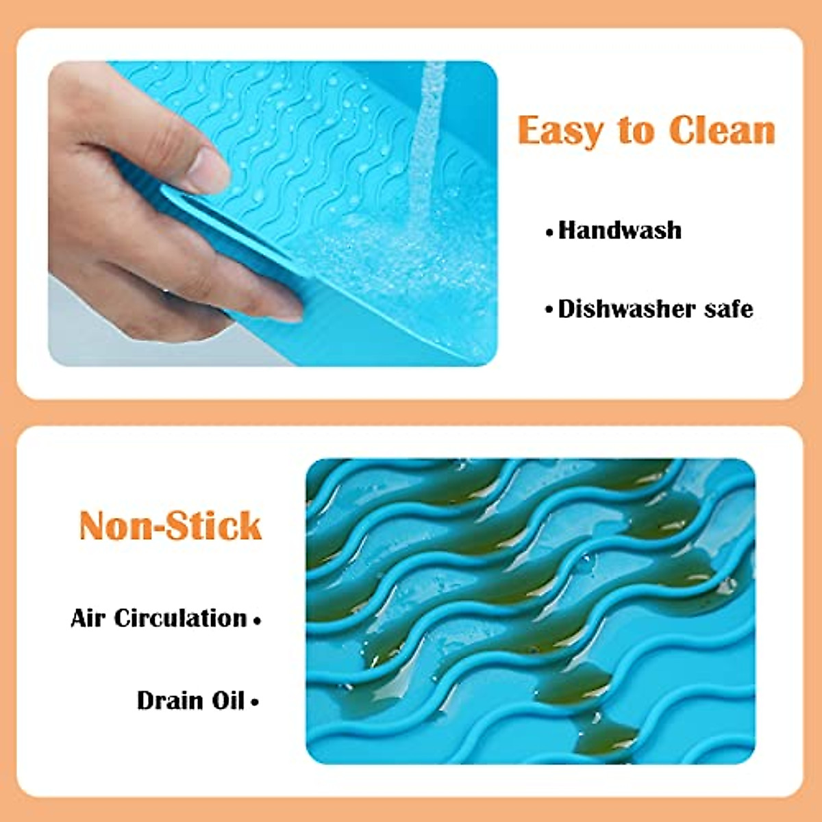 4PCS Air Fryer Silicone Liners,LYHOLKEER Dual Air Fryer Silicone Pot for 8 to 10 QT,Heat Resistant Rectangular Silicone Air Fryer Basket,Air Fryer Liners Reusable for Air Fryer Accessories