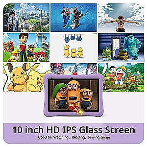 Kids Tablet, 10 inch Tablet for Kids, Android 13, Google Kids Space, Parental Control, 2GB RAM 32GB Storage, HD IPS Glass Screen, 6000mAh Battery, EVA Shockproof Case, PlimPad Kids10 (Purple)