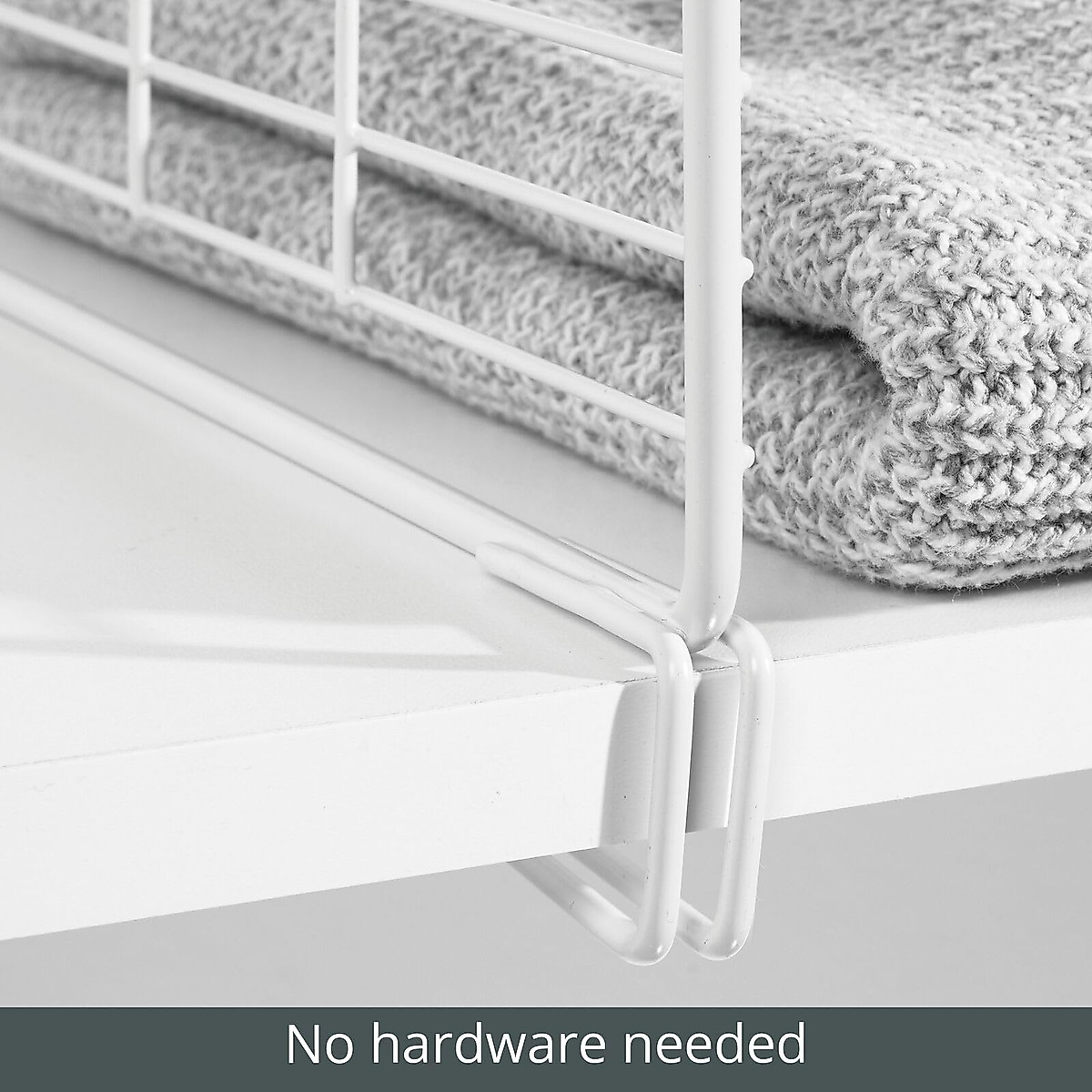 mDesign Modern Versatile Metal Closet, Cabinet Organizer Storage 2-Tier Shelf Divider and Separator for Bedrooms, Bathrooms, Entryways, Hallways, Kitchen Pantry, Office - Easy Install, 2 Pack - White