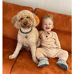 Ella Bonna Fleece Baby Booties, Three Snap Baby Slippers, Unisex Baby Gifts, Non-Slip Newborn Booties for Boys and Girls, Infant Baby Shower Shoes Months