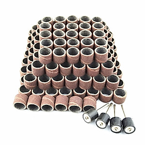 Merryland Drum Sander Sanding Band for Dremel 184pcs, 120# 1/2" Sanding Sleeve 180pcs and Mandrel 4pcs Rotary Tool, Electric Power Tool Accessory DIY, RMTA184C3