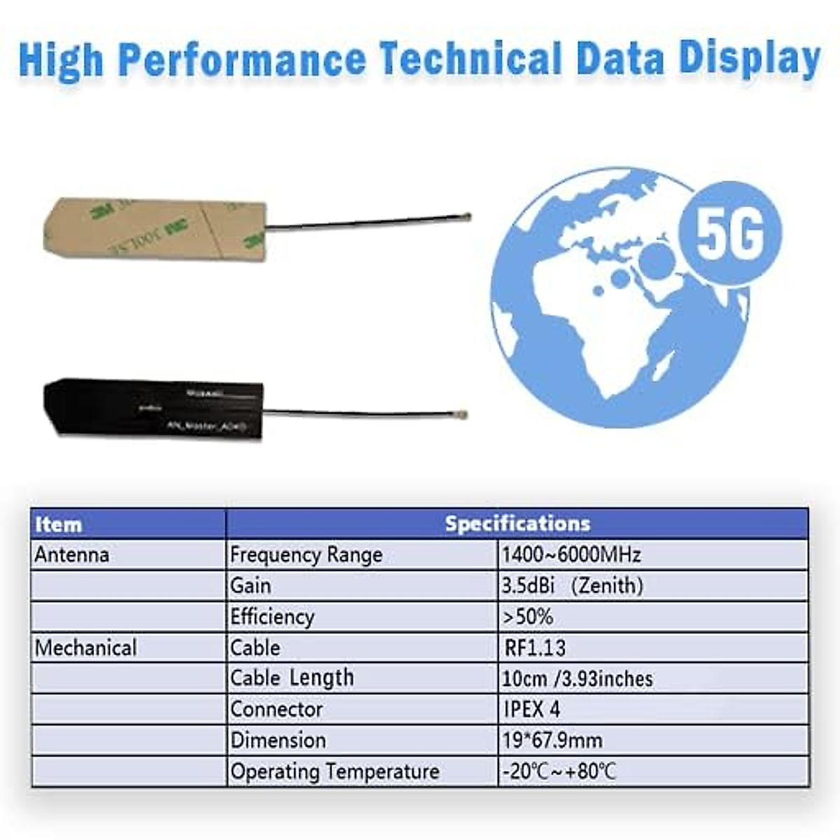 Maswell Internal Antenna Triple Band WiFi for wimax zigbee Bluetooth WiFi 2.4G WiFi 5G WiFi 6 and WiFi 6E WiFi 7 LTE Bands High Gain ipex 10cm
