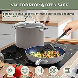 Nuwave 12pc Forged Lightweight Cookware Set, G10 Healthy Duralon Ceramic Ultra Non-Stick Coating, Vented Tempered Glass Lids, Stay-Cool Handles, Induction-Ready & Works on All Cooktops, PFAS Free