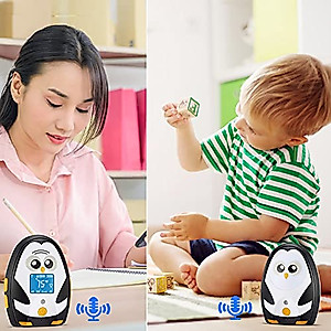 TimeFlys Audio Baby Monitor QQ Portable, Two-Way Talk, Long Range up to 1000 ft, Temperature Monitoring and Warning, Lullabies, Vibration, LCD Display, 1 Adaptor, 1 Set of Rechargeable Batteries