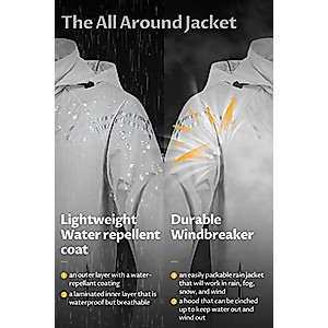CREATMO US Men's Windproof Uv Protection Cycling Jacket Long Sleeve Wind Coat Hiking Fishing Bike Windbreaker Packable Rain Jacket Grey M