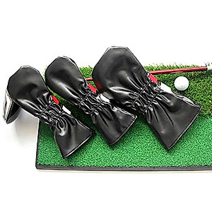 Yajun 3Pcs/Set Golf Club Head Covers Woods Driver 3 5 Wood Fairway PU Headcovers Men Women with Number Tag,White
