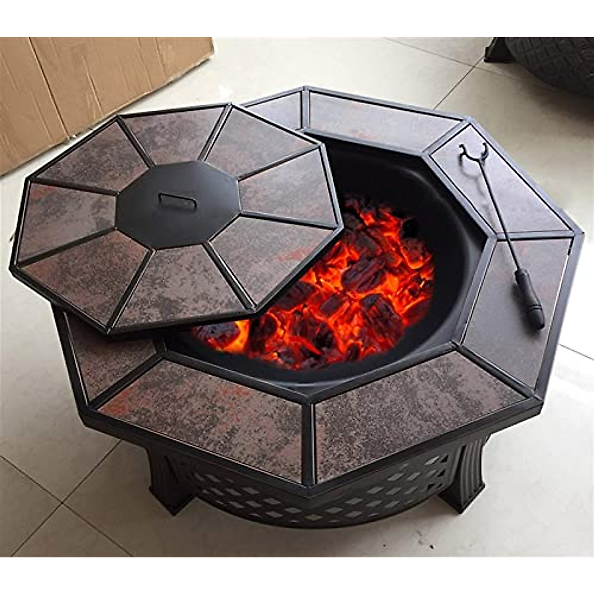 LEAYAN Garden Fire Pit Grill Bowl Grill Barbecue Rack Outdoor Fire Pit Garden Wood Burning Fire Pit Bowl Barbecue Table, Backyard Patio Lawn Garden Fire Pit Cooking Grate