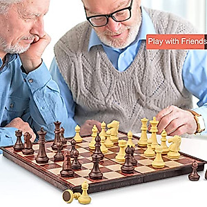SIMPLEWIN Magnetic Chess Set, Walnut Color Folding Board Game Set with Well-Crafted Pieces, Suitable for Kids Adults, Suitable for Gifts (M(9.84x9.84in))