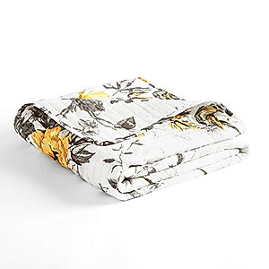 Lush Decor, Yellow and Gray Penrose Floral Throw Blanket, 60" x 50"
