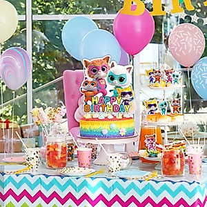 OUDINI Super Kitties birthday party supplies,Super Kitties including cake topper, cupcake toppers, Banner, Latex Balloons,It is very suitable for boy's and girl birthday party supplies., Blue