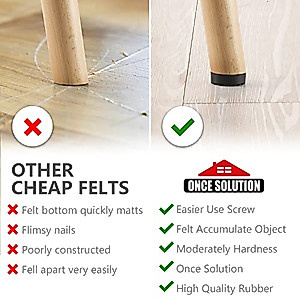 Screw-On Rubber Feet for Furniture - 32PCS Floor Protector for Chair Leg - 0.7" Sturdy Feet for Cutting Board Non Slip - Black Furniture Pad for Hardwood Floor - Durable Furniture Rubber Bumper