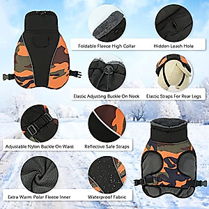 IDOMIK Dog Coat Warm Dog Winter Coat, Waterproof Dog Jacket for Large Dogs, Reflective Fleece Dog Cold Weather Coat with High Collar, Dog Snow Jacket Snowsuit Vest for Small Medium Large Dogs,3XL