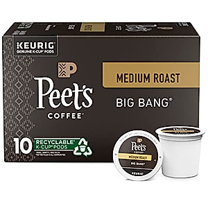 Peet's Coffee, Medium Roast K-Cup Pods for Keurig Brewers - Big Bang 10 Count (1 Box of 10 K-Cup Pods) Packaging May Vary